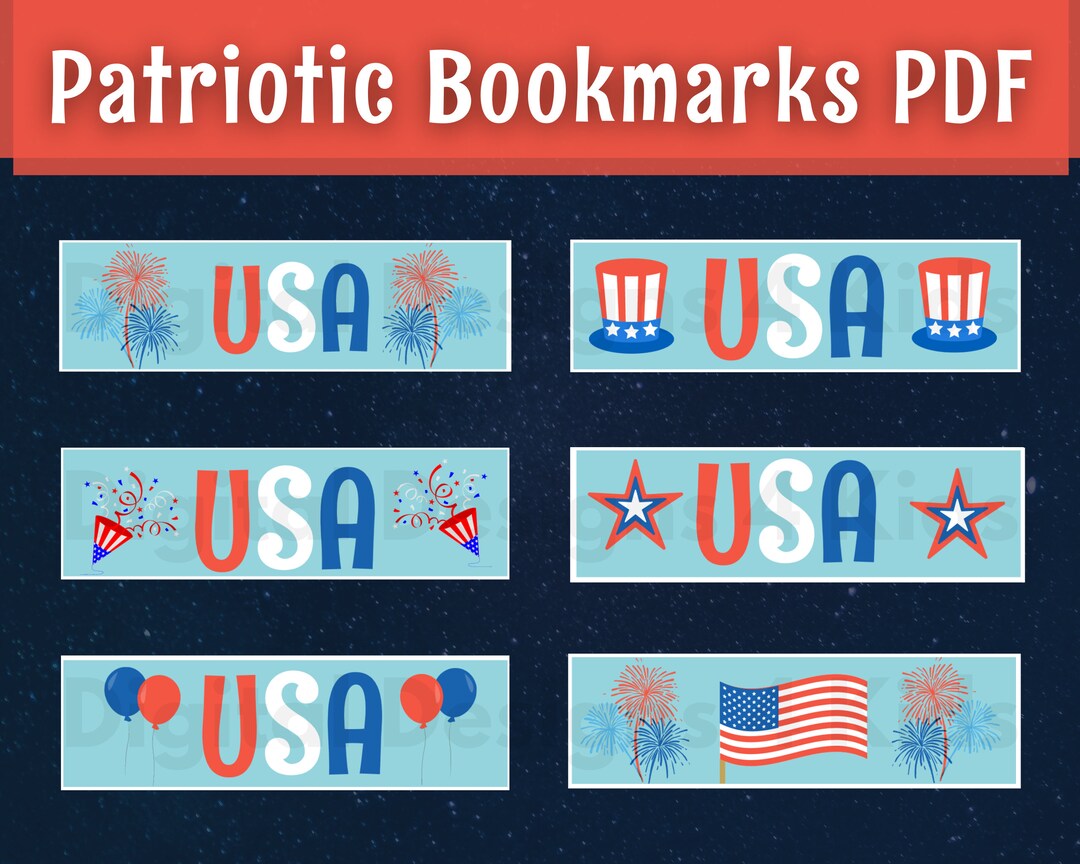 USA Patriotic Bookmarks, 4th of July Party Favors, Labor Day, Memorial ...