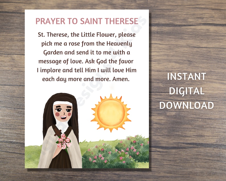 Prayer to St. Therese the Little Flower Printable for Kids, Saint ...