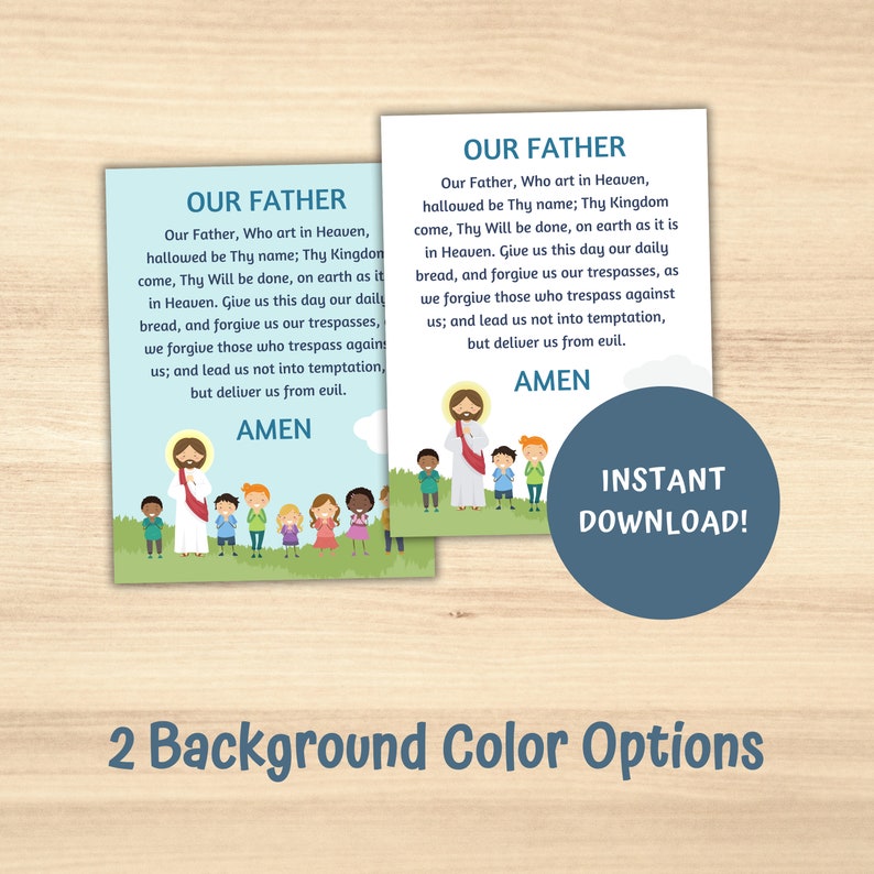 Our Father Prayer Printable for Kids Religious, the Lord's Prayer Print ...