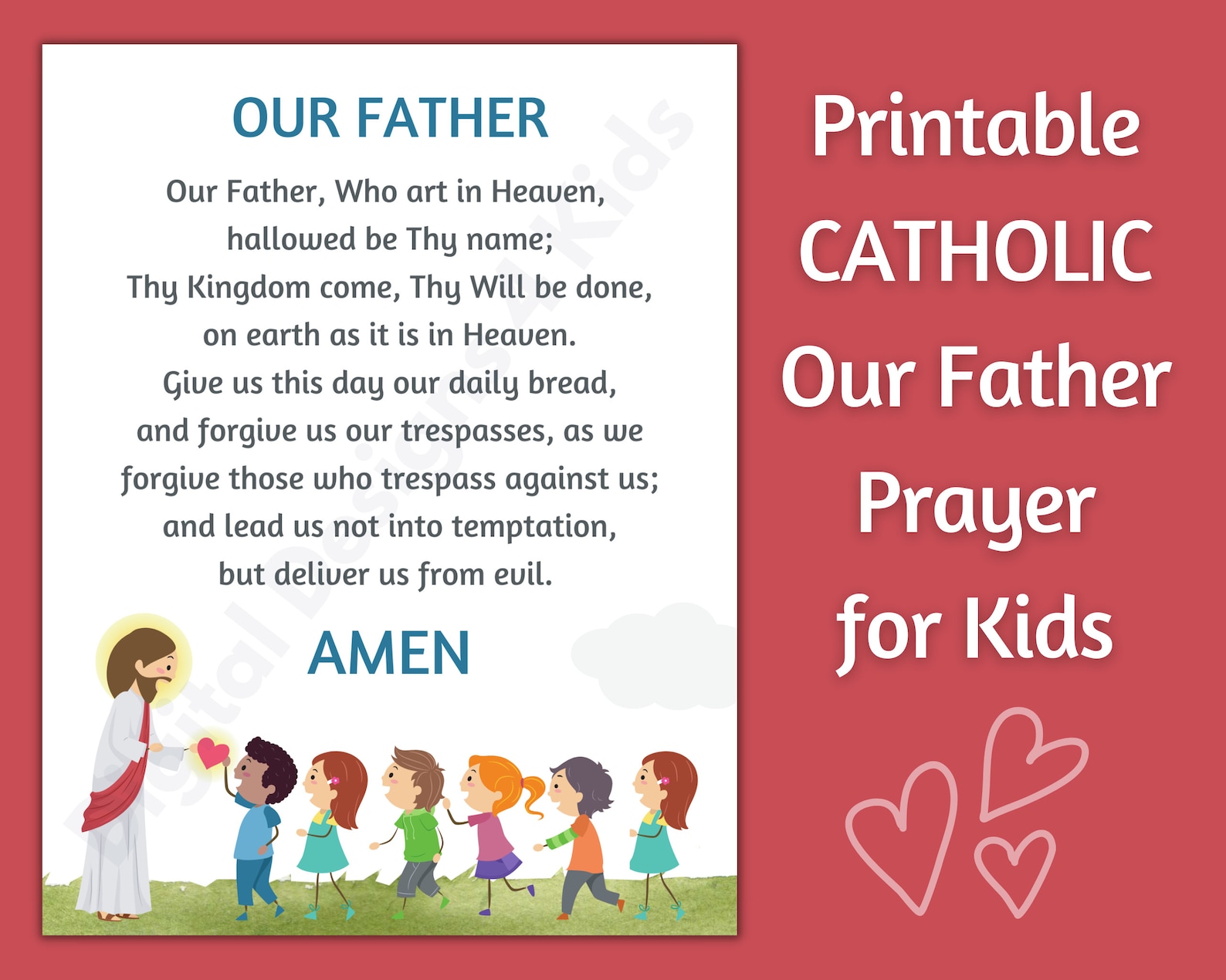 Our Father Prayer Printable for Kids Religious the Lord's - Etsy