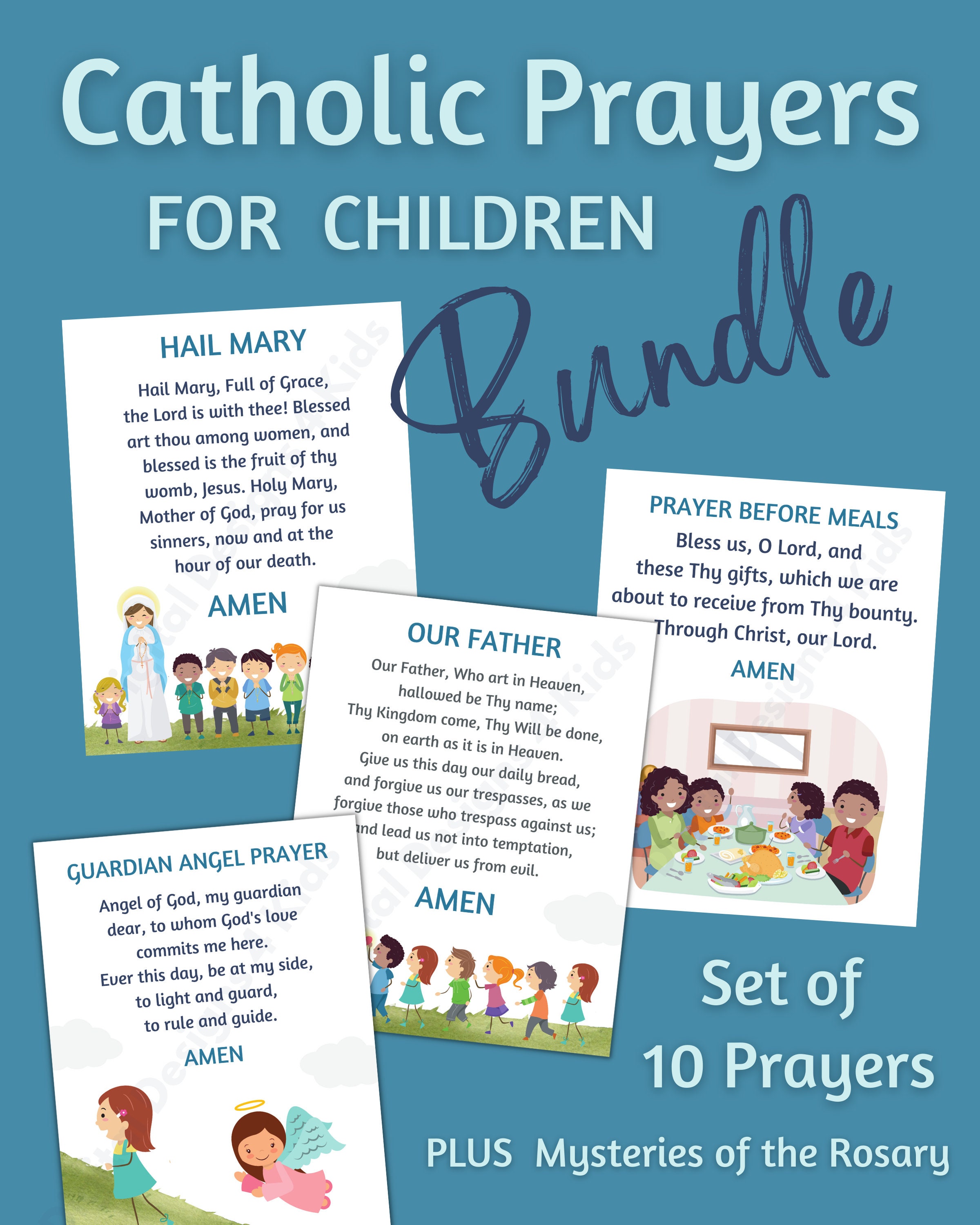 Kids Religious Catholic Prayer Prints Set of 10 Prayers for - Etsy
