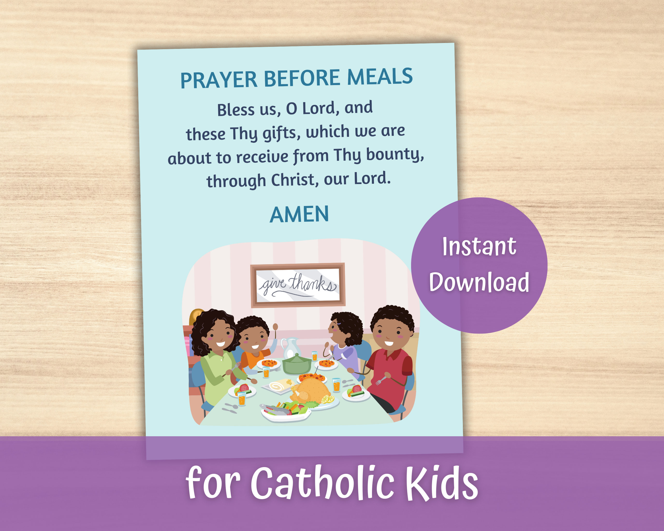 Bless Us O Lord Prayer Before Meals for Catholic Kids, Grace Before ...