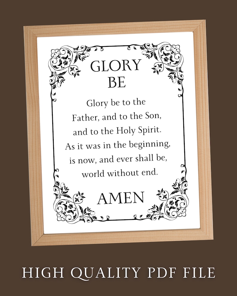 Glory Be Prayer, Instant Download, Glory Be to the Father, Catholic ...
