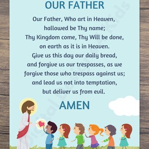 Our Father Prayer Print for Kids Religious the Lord's - Etsy