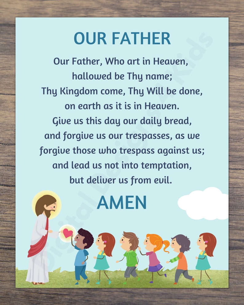 Our Father Prayer Print for Kids Religious the Lord's - Etsy