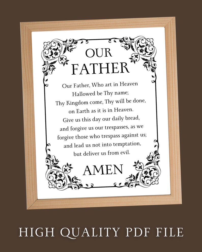 Our Father Prayer, Instant Download, the Lord’s Prayer Printable ...