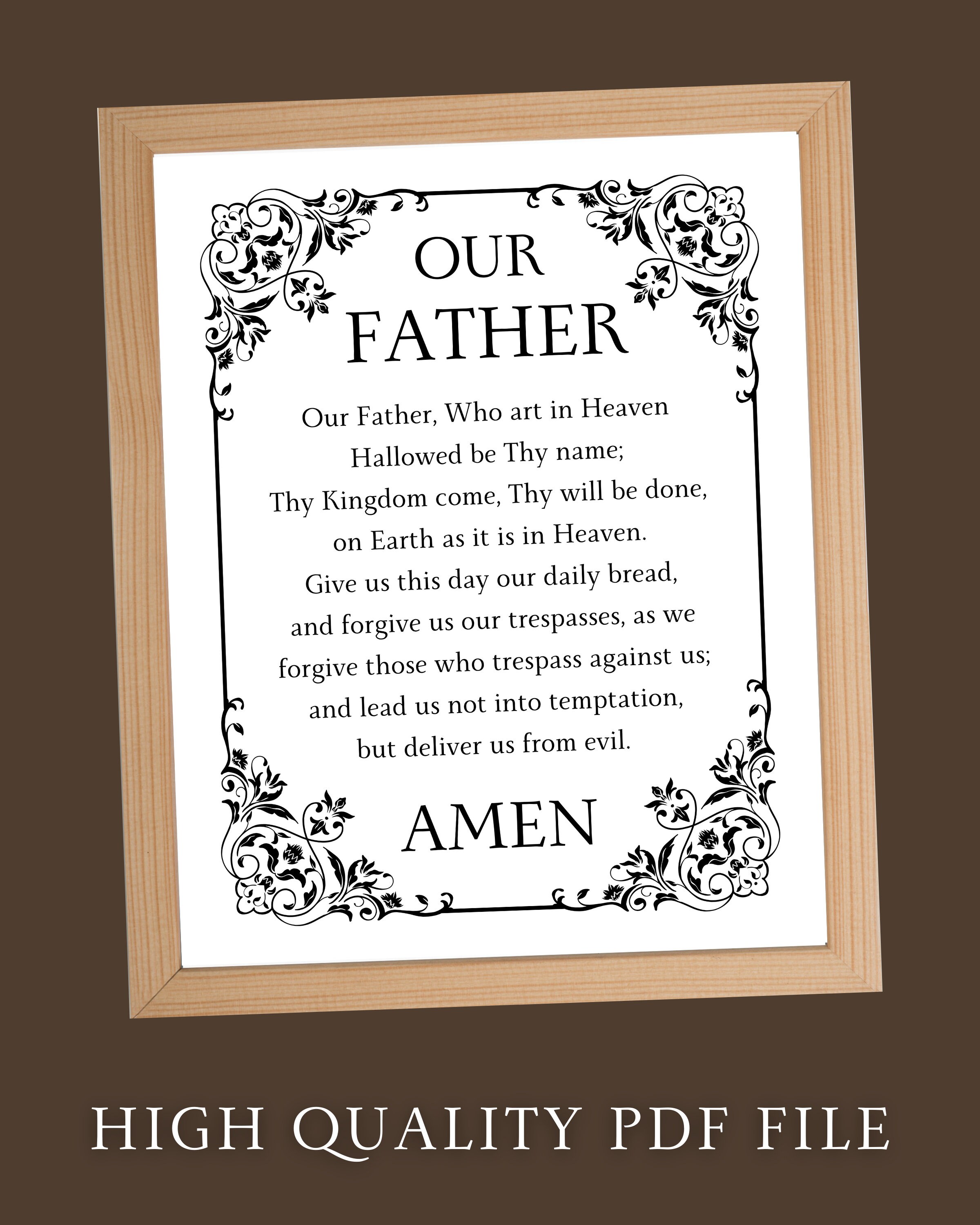Our Father Prayer, Instant Download, the Lord’s Prayer Printable ...