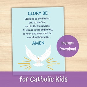 Glory Be Prayer Poster for Kids, Doxology Print, Catholic Education ...