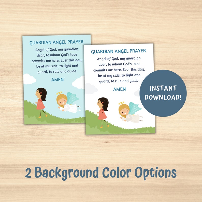 Guardian Angel Prayer Printable, Angel of God Print, Catholic Kids ...