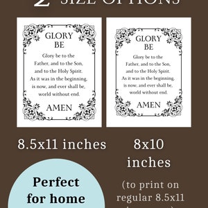Glory Be Prayer, Instant Download, Glory Be to the Father, Catholic ...