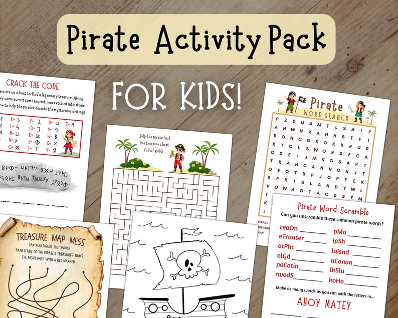 Pirate Themed Activities for Kids, Printable Coloring Pages, Word ...