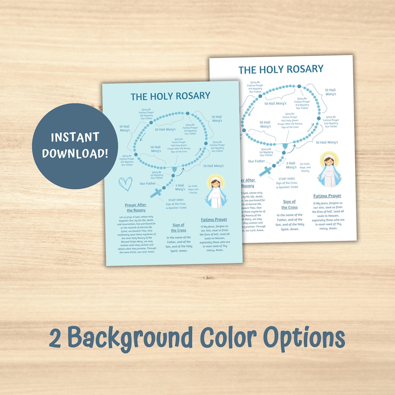 Catholic Rosary Prayer Guide With Mysteries of the Rosary Printable for ...