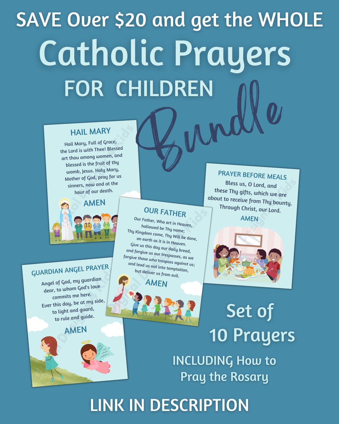 Our Father Prayer Print for Kids Religious the Lord's - Etsy