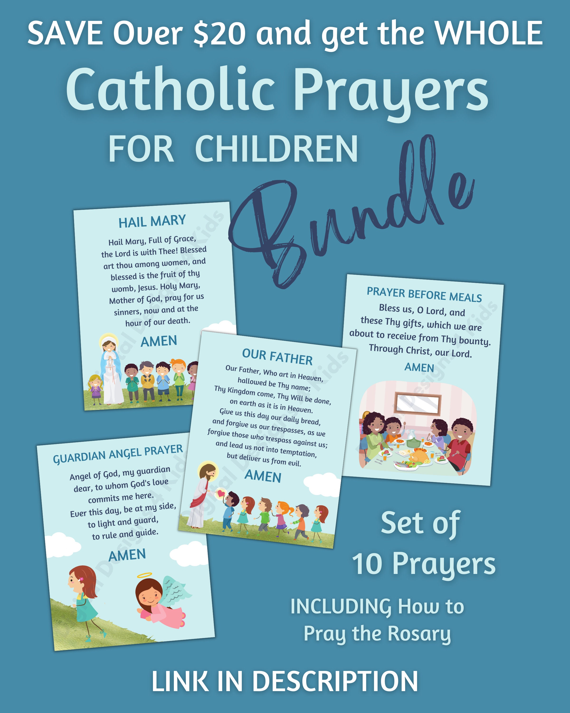 Our Father Prayer Print for Kids Religious the Lord's - Etsy