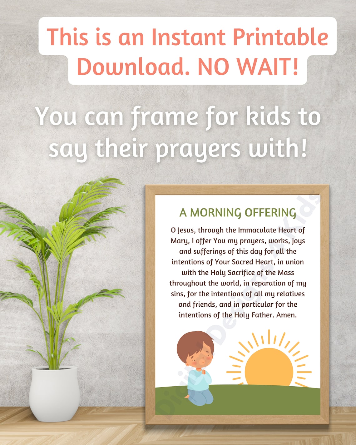 Catholic Morning Offering Printable for Kids, Morning Prayer Print for ...