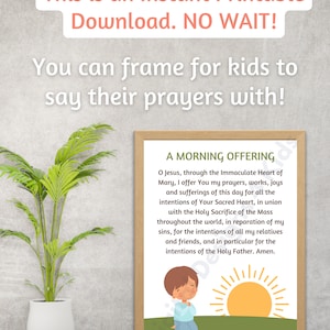 Catholic Morning Offering Printable for Kids, Morning Prayer Print for ...