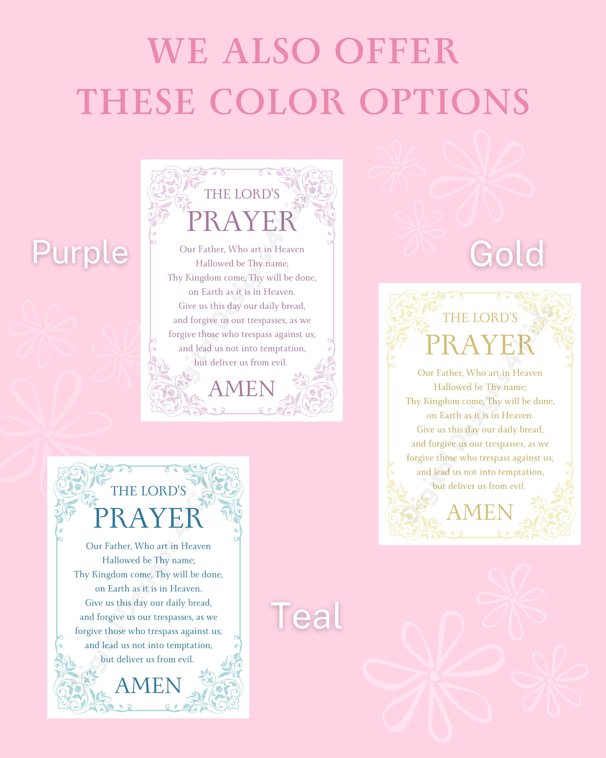 Our Father Prayer Printable Pink, Catholic Christian Scripture Wall Art ...