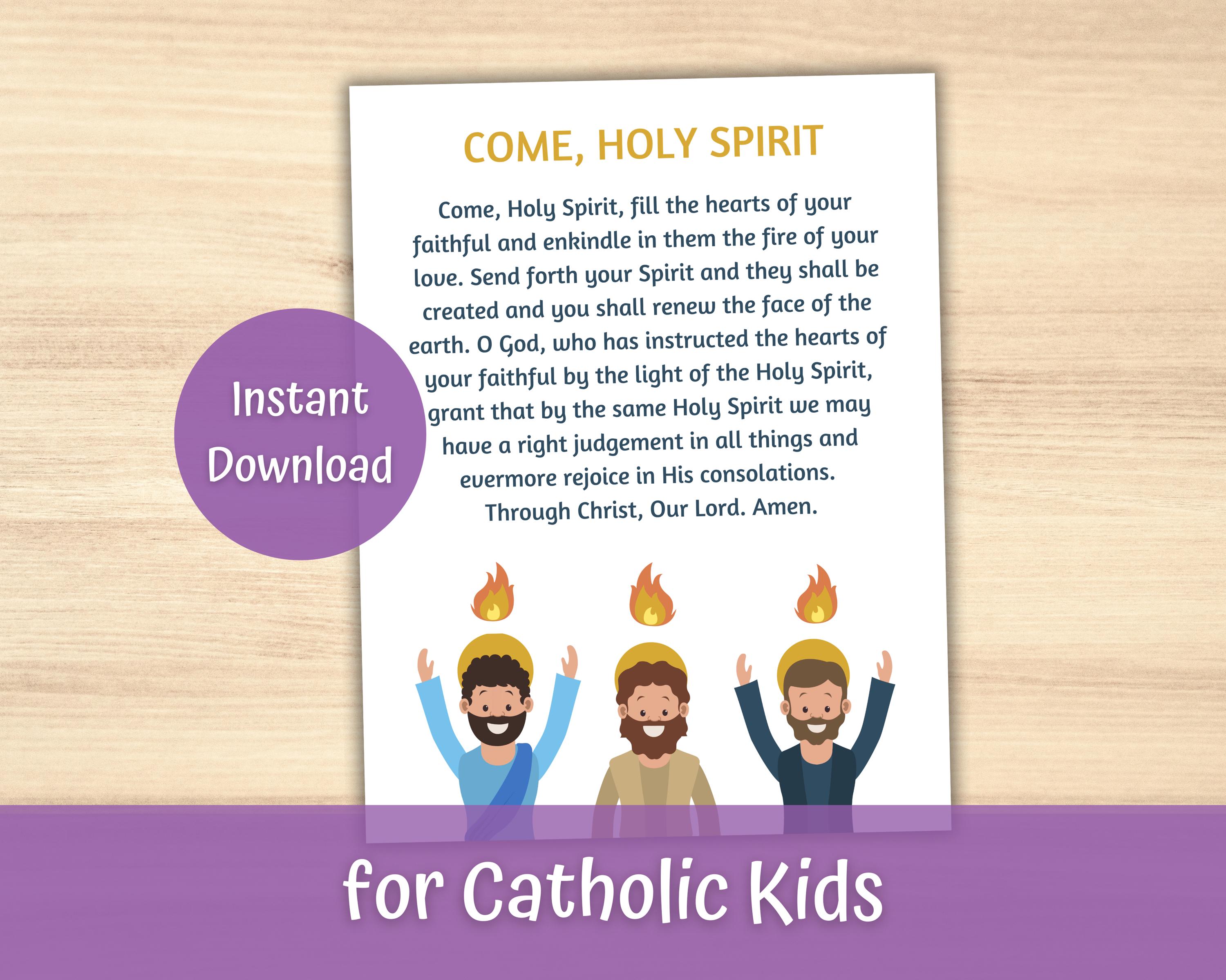 Come Holy Spirit Pentecost Prayer Printable Poster for Catholic Kids ...