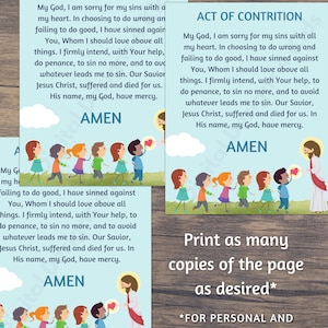 Act of Contrition Prayer Print for Kids Catholic Education - Etsy