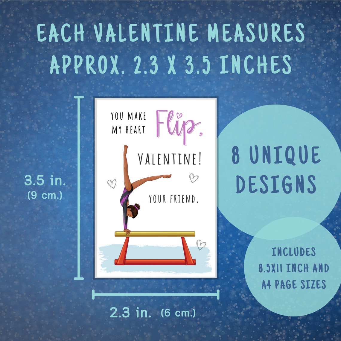 Girl Gymnast Valentines Day Exchange Cards, African American Gymnastics ...