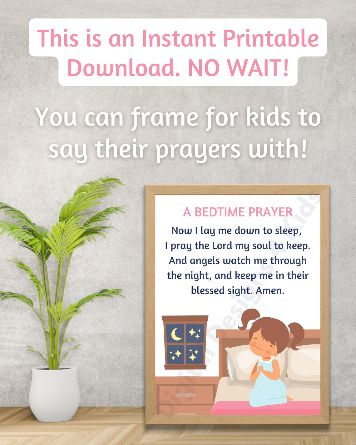 Bedtime Prayer for Kids Printable, Now I Lay Me Down to Sleep Prayer ...