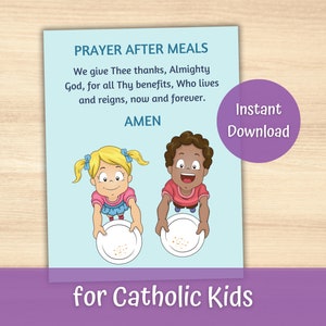Catholic Kids Grace After Meals Prayer Printable, After Meal Prayer ...