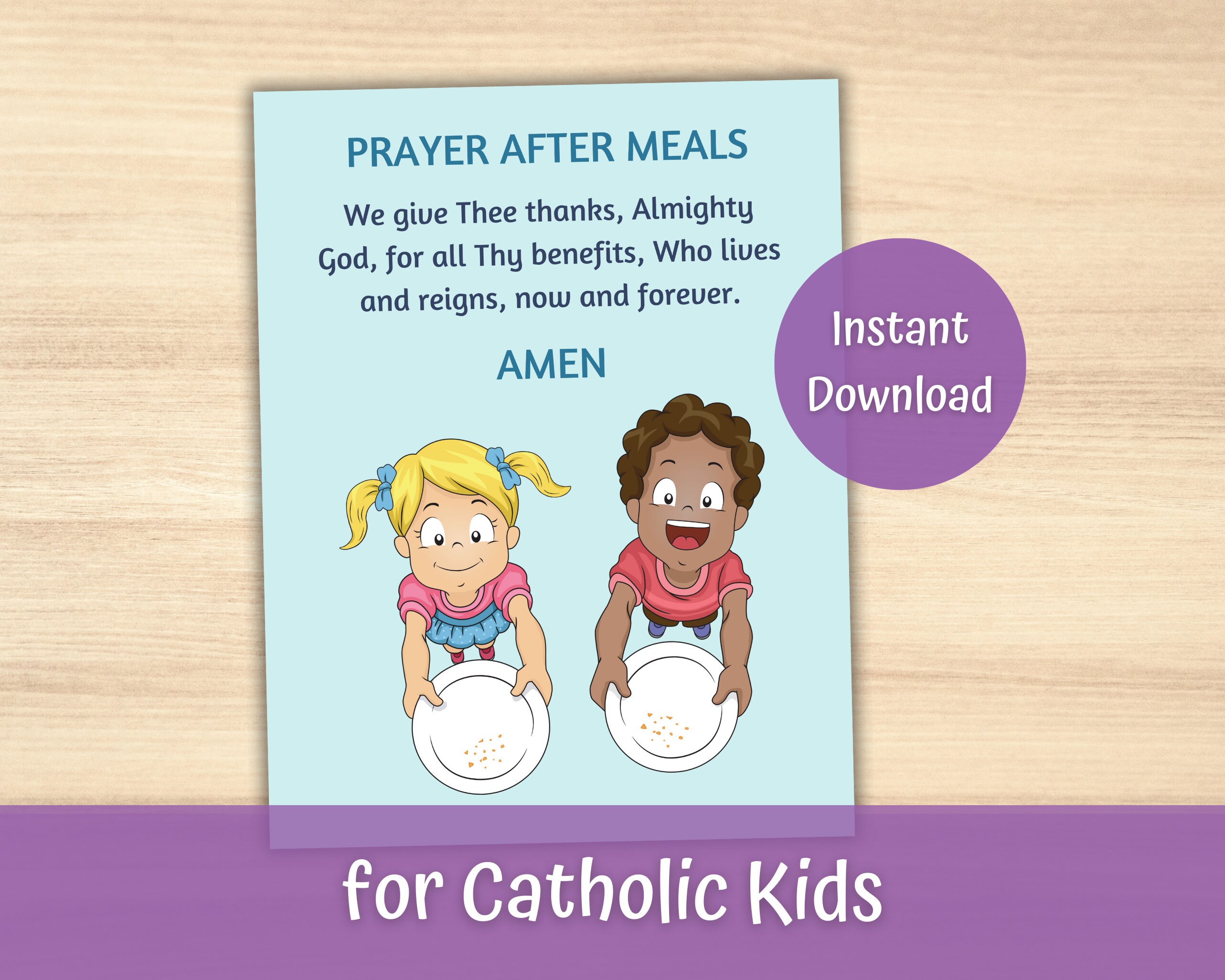 Catholic Kids Grace After Meals Prayer Printable, After Meal Prayer ...