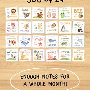 Printable Lunch Box Notes for Kids, Cute Animal Lunch Notes Printable ...