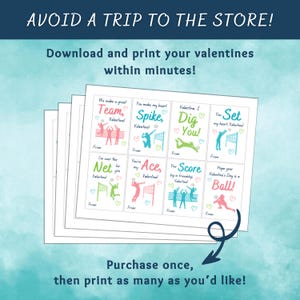 Printable Volleyball Valentine Exchange Cards for Friends, Girls ...