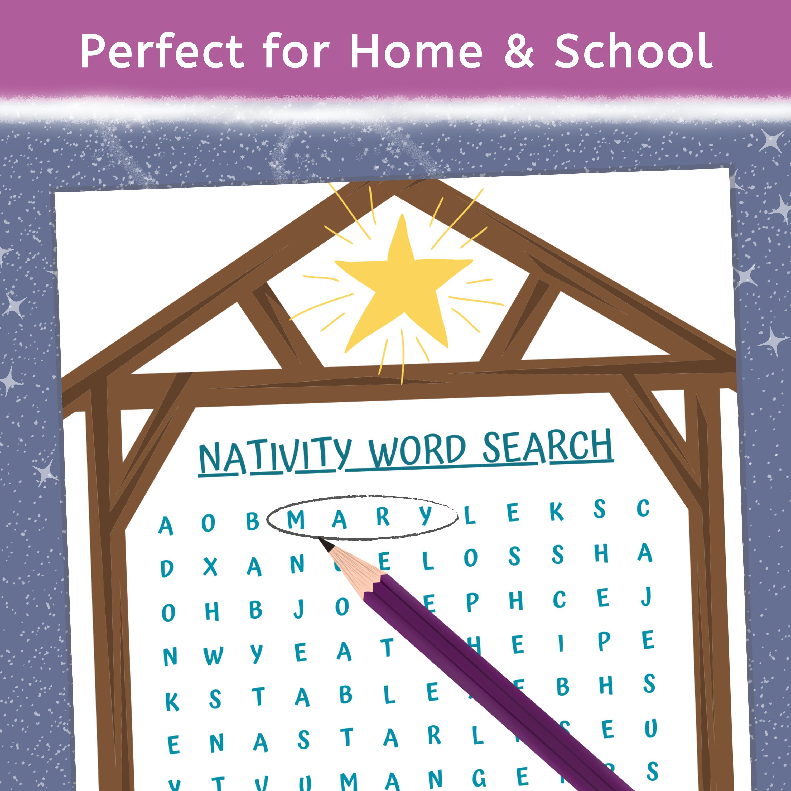 Nativity Word Search Puzzle, Catholic Homeschool Printable Wordsearch ...