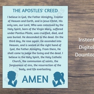 Apostles Creed English Catholic Prayer Card / Printable A4 - Etsy