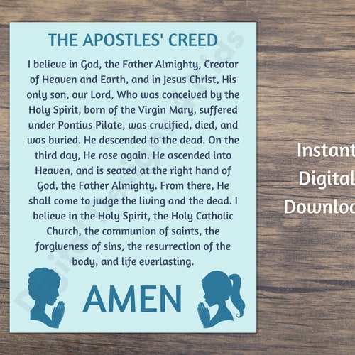 Apostles Creed English Catholic Prayer Card / Printable A4 - Etsy