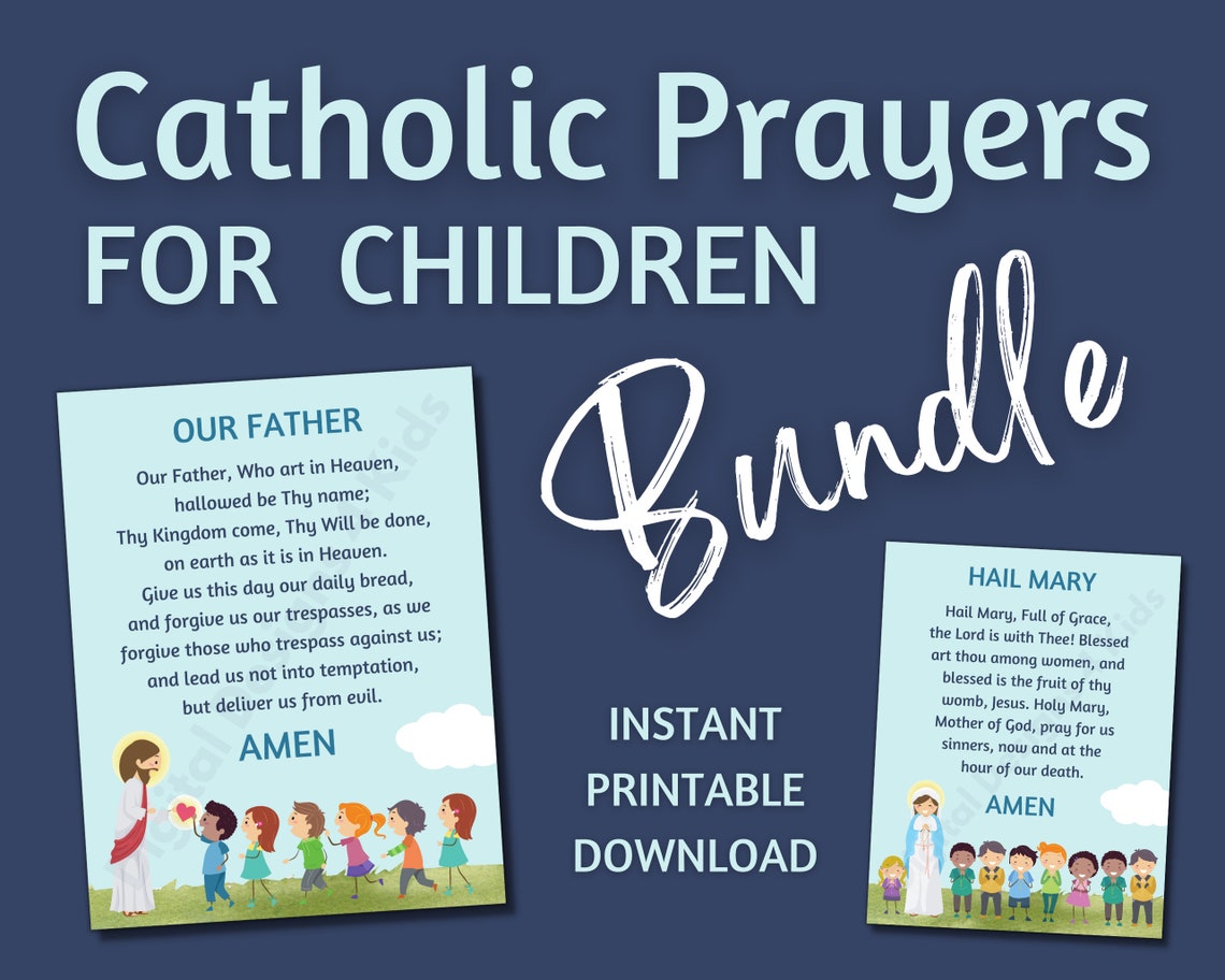 Catholic Prayer Prints for Kids Religious Set of 10 Prayers - Etsy