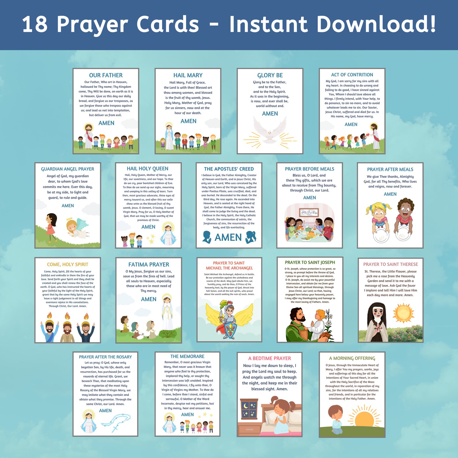 Church Prayer Cards Catholic Classroom Homeschooling Printable Prayer ...