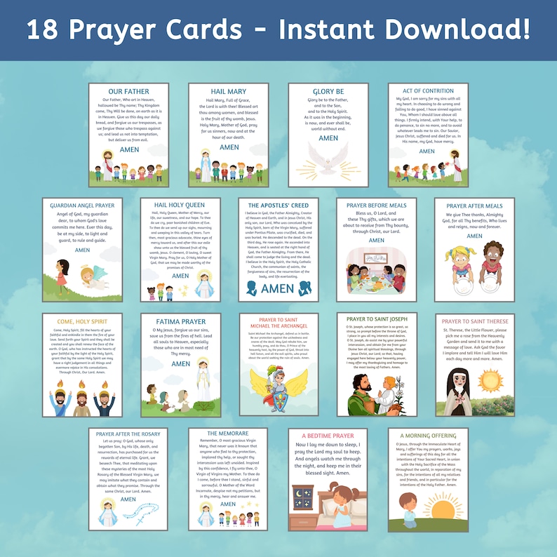 Church Prayer Cards Catholic Classroom Homeschooling Printable Prayer ...