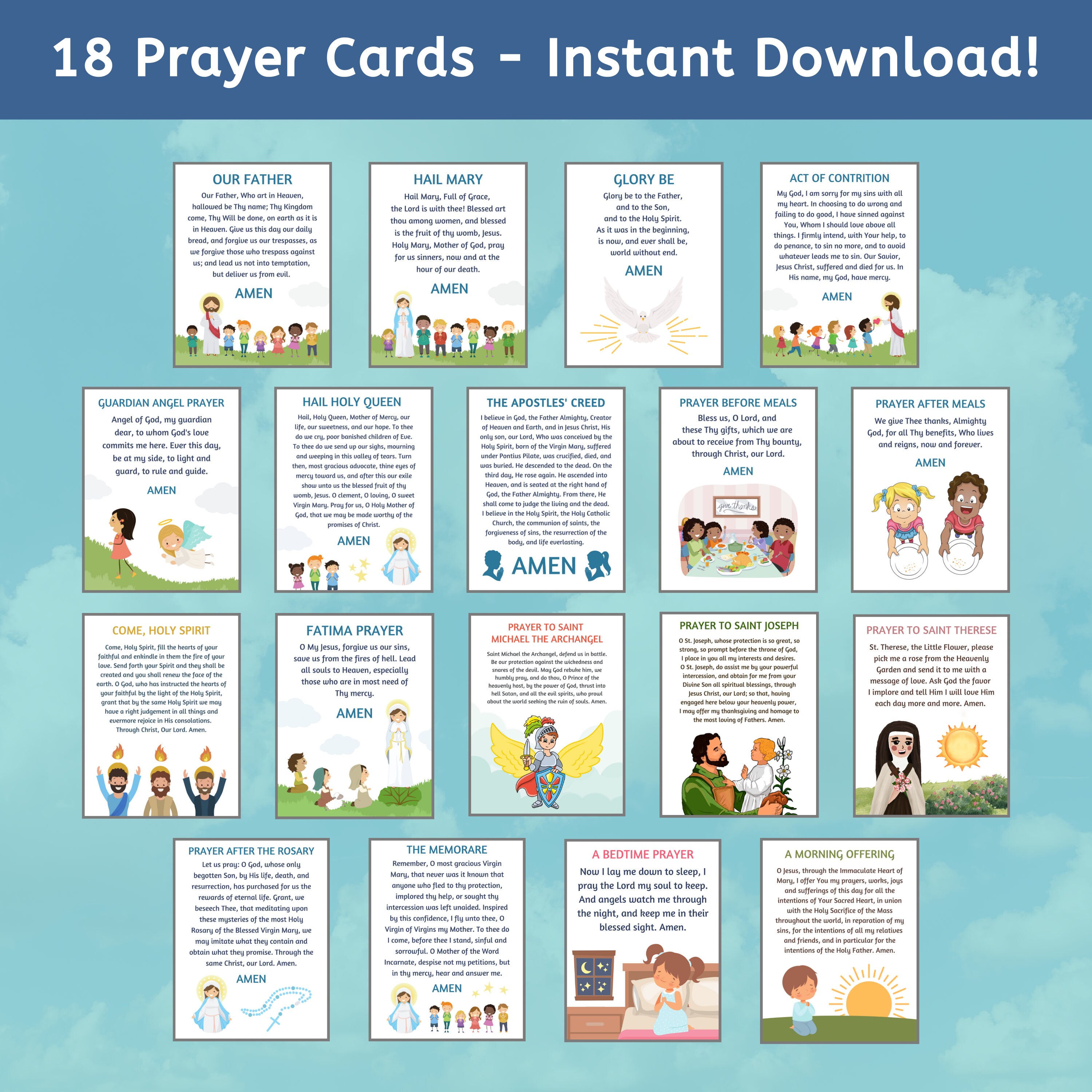 Church Prayer Cards Catholic Classroom Homeschooling Printable Prayer ...