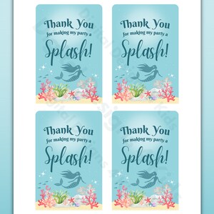 Mermaid Party Favor Tags, Gift Tags for Mermaid Party, Thank You Tags ...