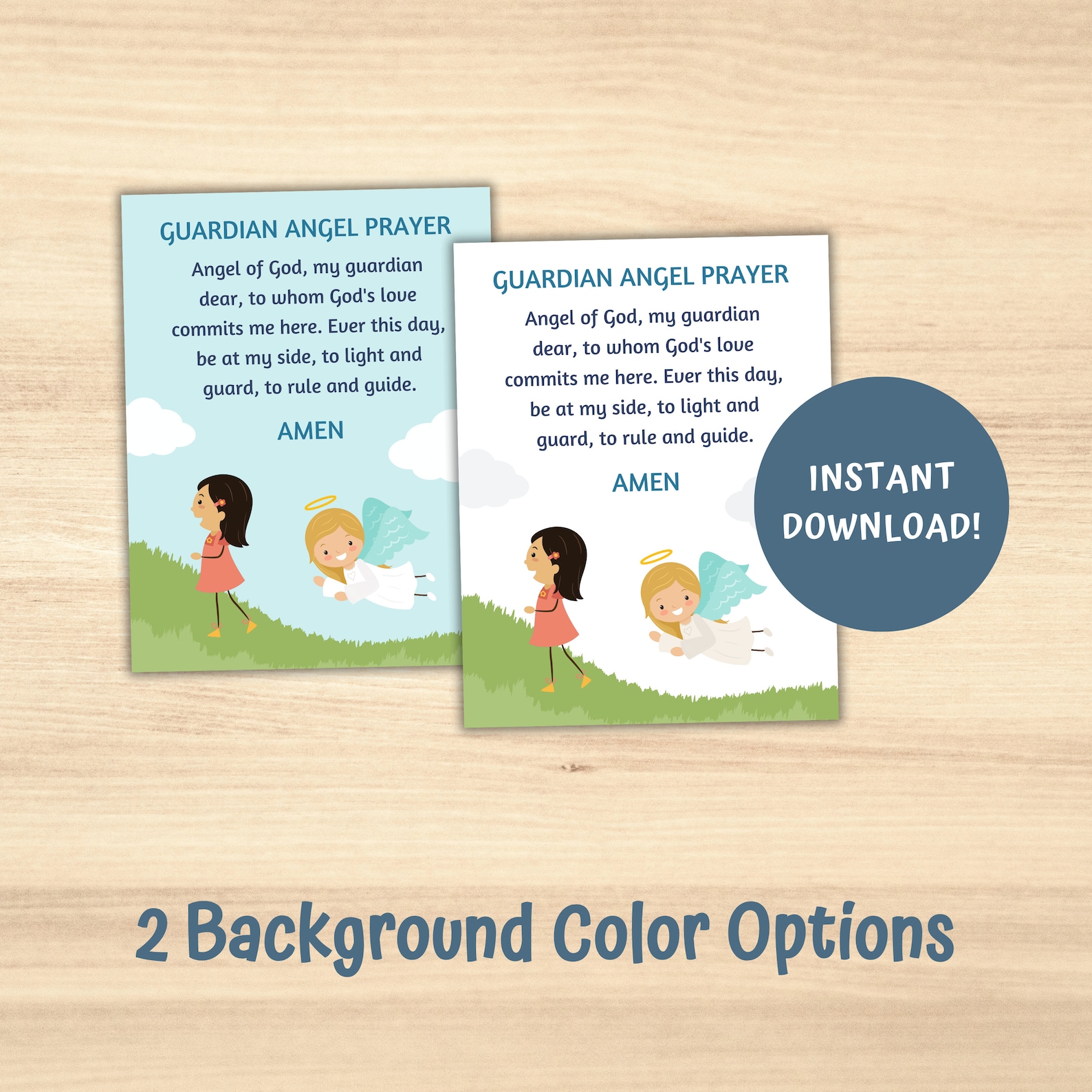 Guardian Angel Prayer Print for Catholic Kids, Angel of God My Guardian ...