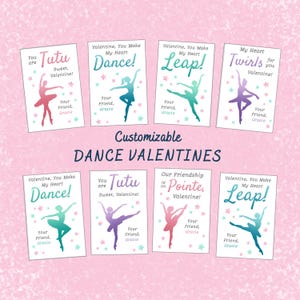Editable Dance Valentine Exchange Cards, Girls Personalized Ballet ...