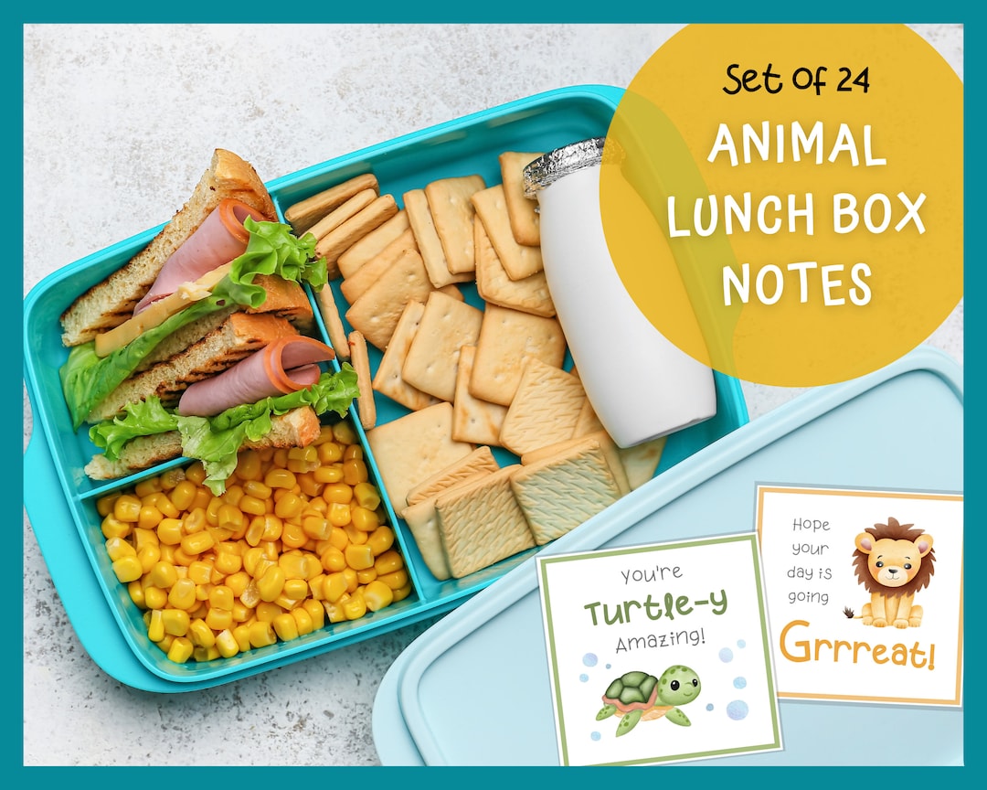 Cute Animal Lunch Notes Printable, Printable Lunch Box Notes for Kids ...