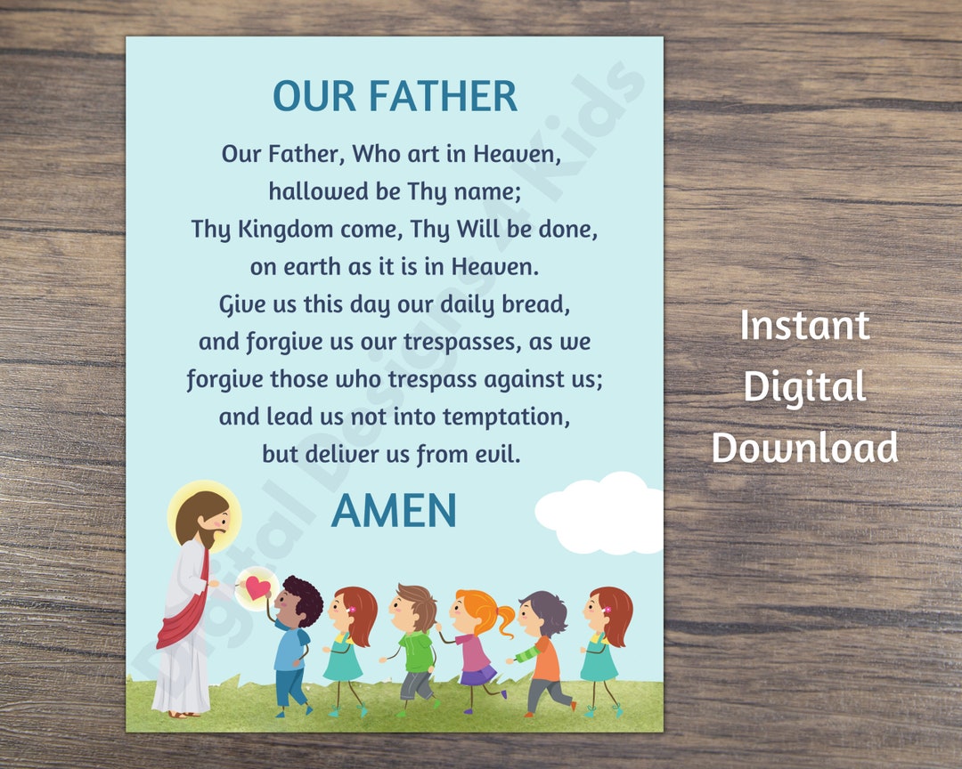 Our Father Prayer Print for Kids Religious the Lord's - Etsy
