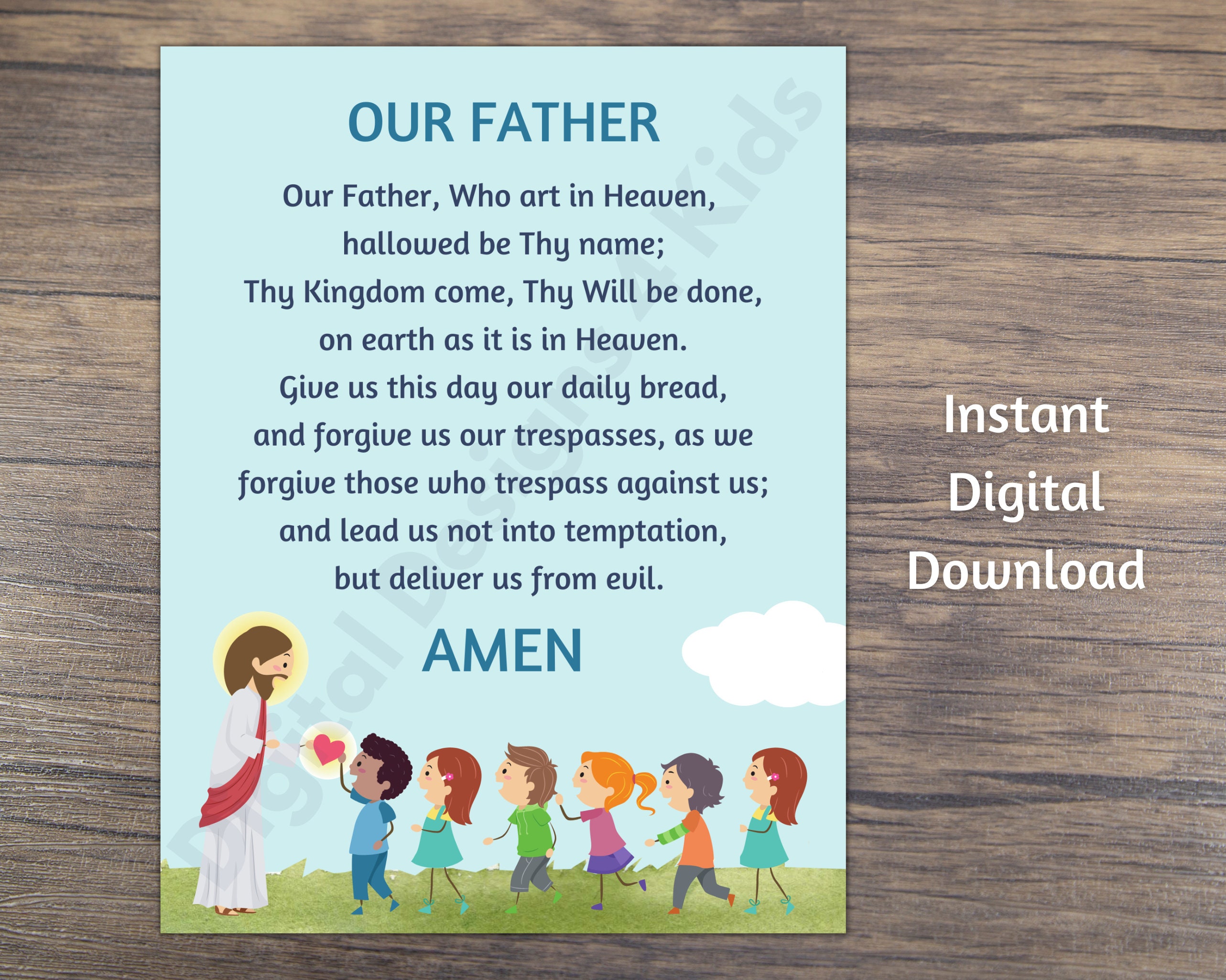 Our Father Prayer Print for Kids Religious the Lord's - Etsy