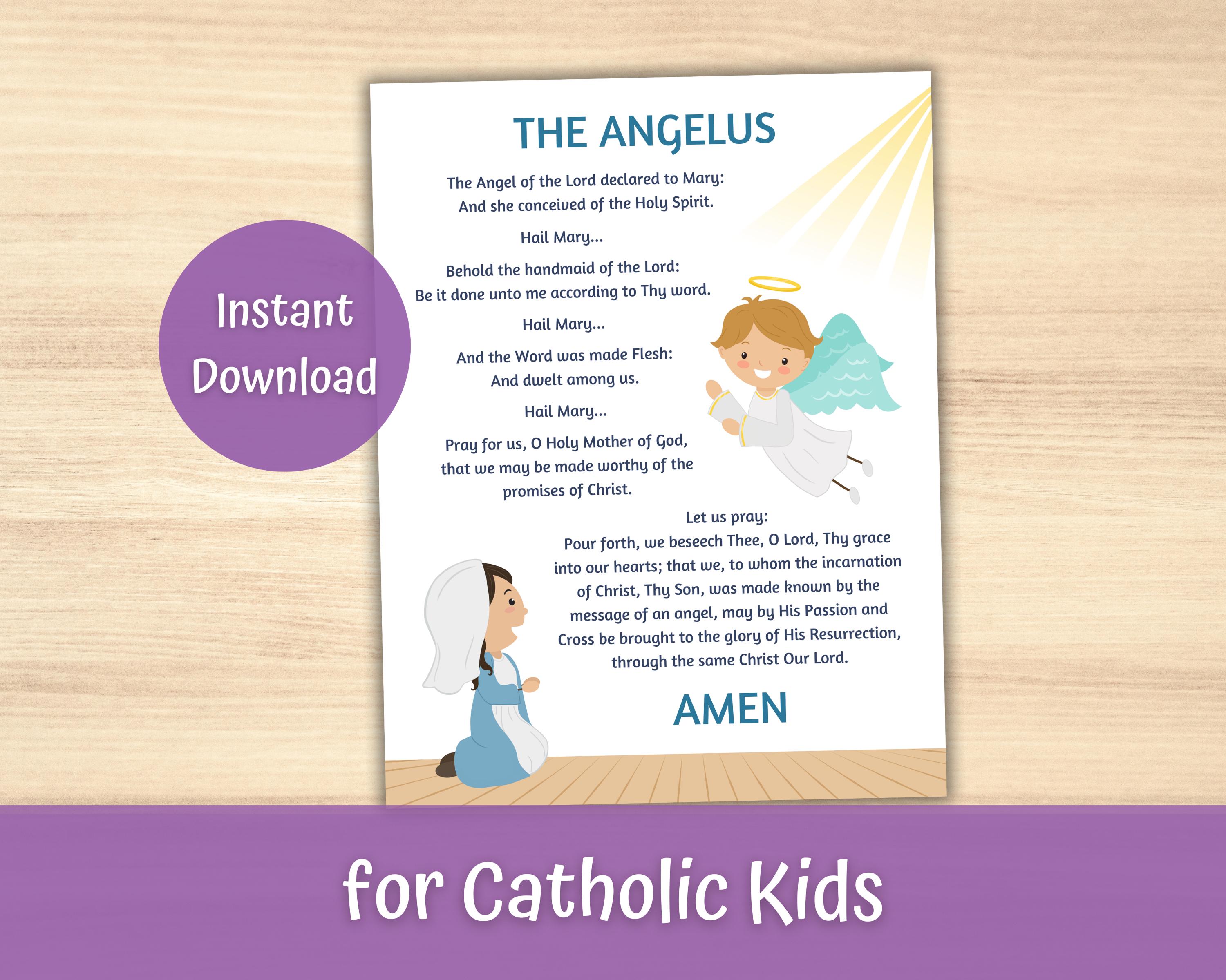 The Angelus Printable Prayer Catholic Nursery Wall Art, Catholic Baby ...
