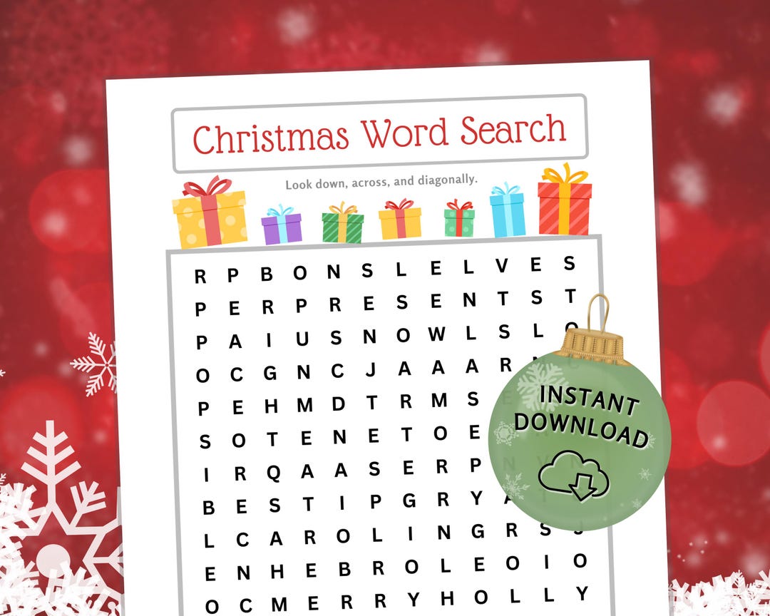 Printable Christmas Wordsearch With Answer Key for Xmas Eve Box, Family ...