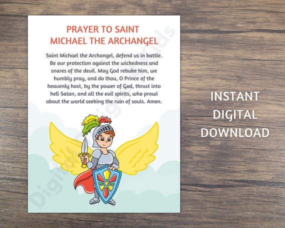 Prayer to Saint Michael the Archangel Printable for Kids - Etsy