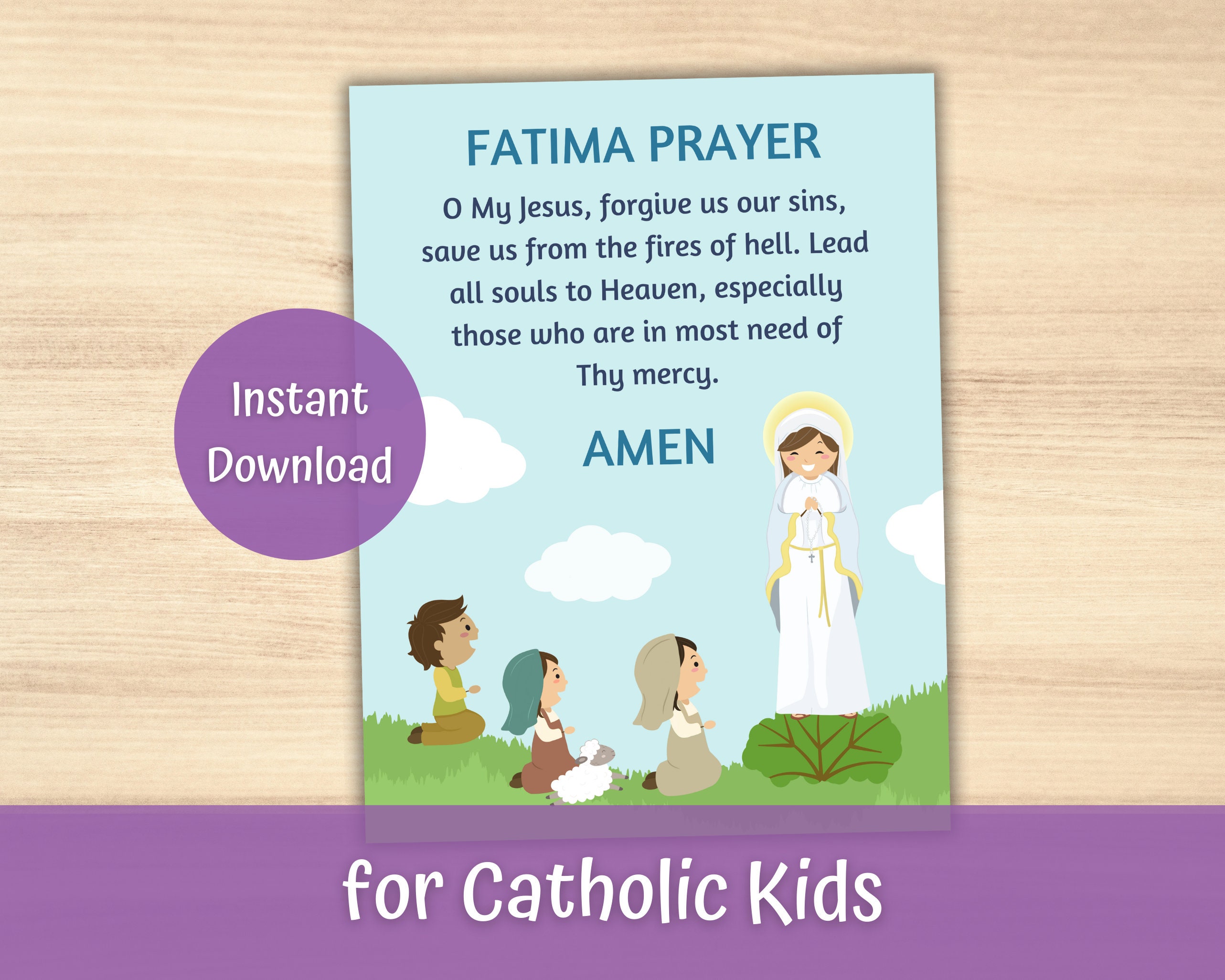Catholic Kids Fatima Prayer Poster, Traditional Catholic Our Lady of ...