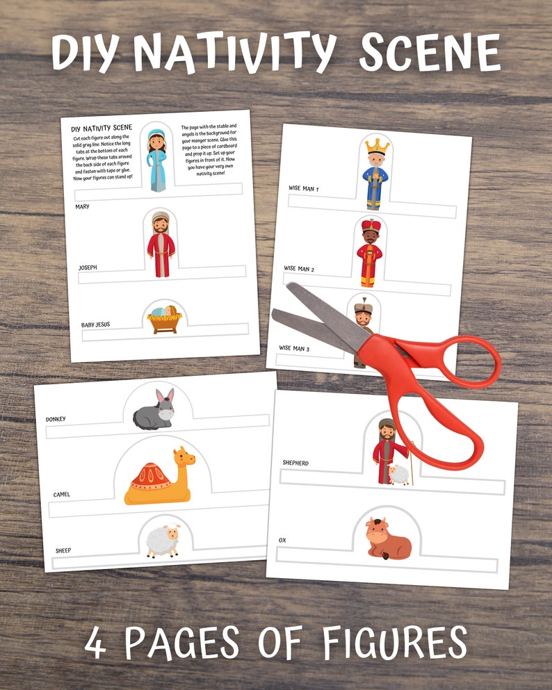 Nativity Paper Craft for Kids, DIY Christmas Craft Manger Scene ...