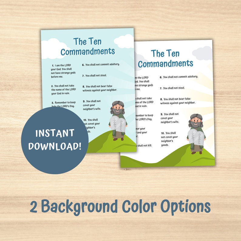Catholic Ten Commandments for Kids, 10 Commandments Poster, Catholic ...