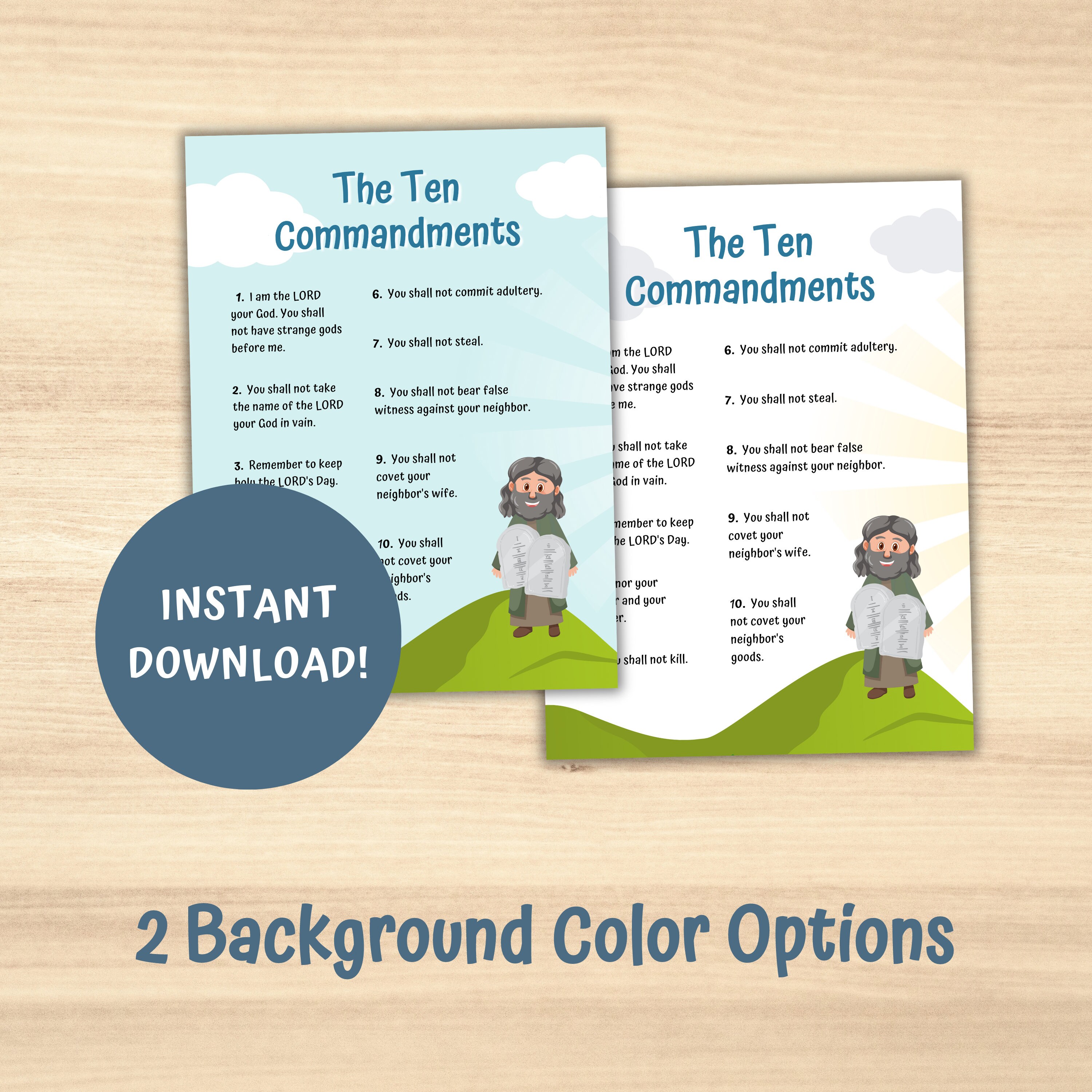 Catholic Ten Commandments for Kids, 10 Commandments Poster, Catholic ...