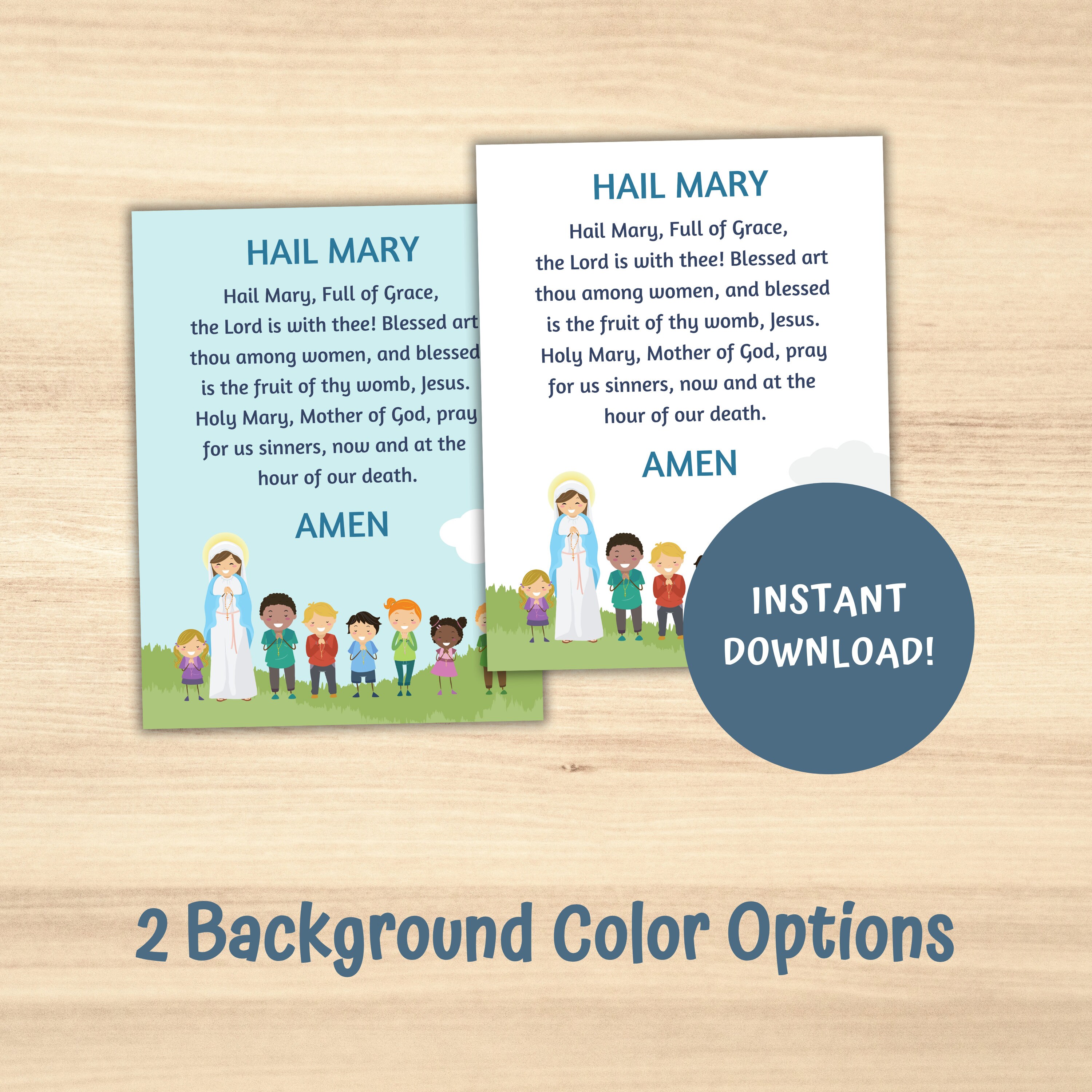 Hail Mary Prayer Print for Catholic Kids, Catholic Education, Prayer ...